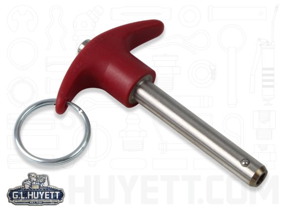 Positive Lock Pin 1/4" x 2" T-Handle Red