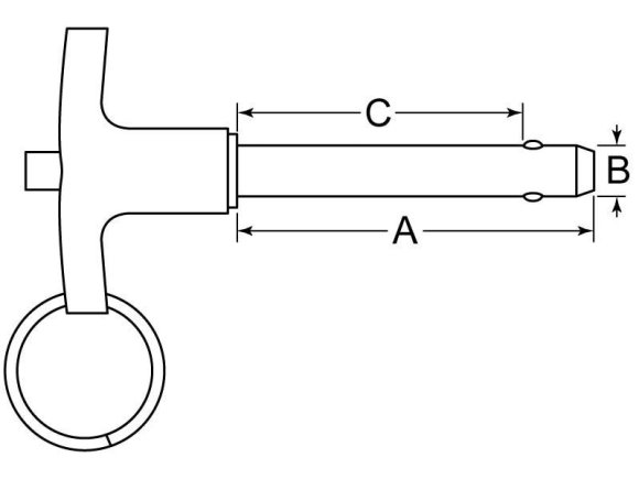 Positive Lock Pin 1/4" x 2" T-Handle Red