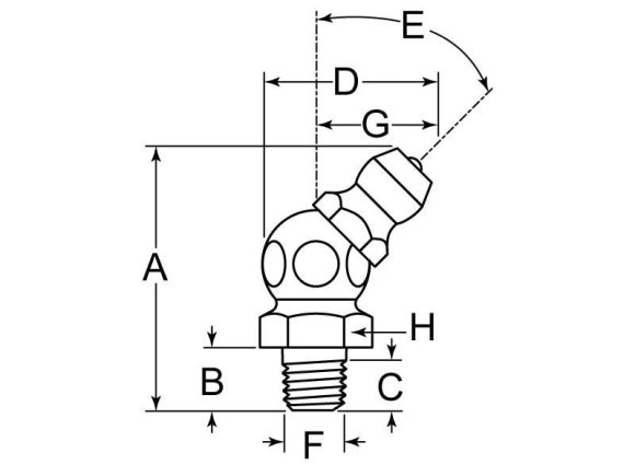 Grease Fitting Zerk M6x0.75 Taper Thread 45D Steel Z3