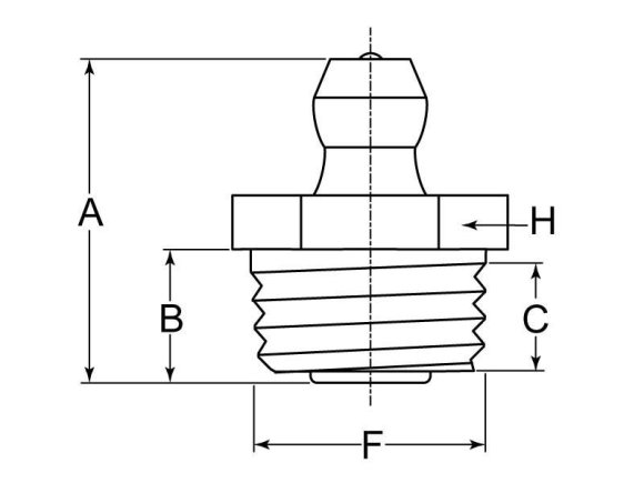 Grease Fitting Zerk M12x1.5 Taper Thread Steel ZC Triv