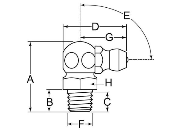 Grease Fitting Zerk M7x1 Taper Thread 90D Steel Zinc Clear Trivalent