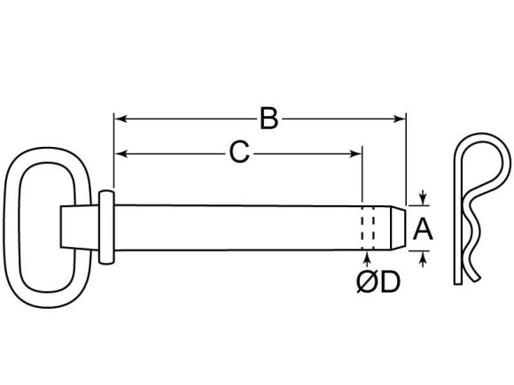 Hitch Pin Round Handle 5/8 x 6 C1035-1045 Zinc Yellow