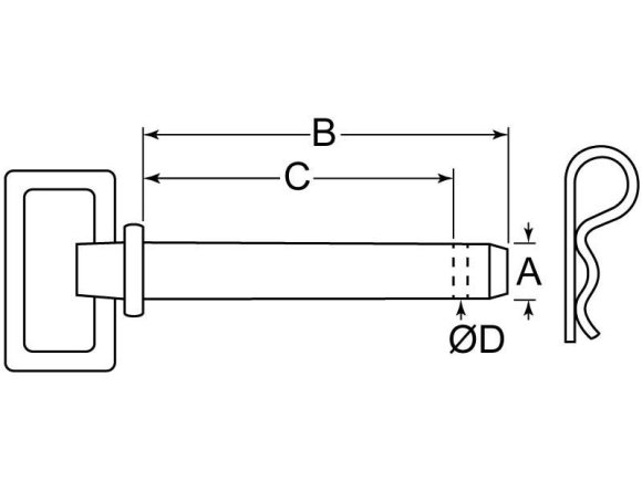 Hitch Pin Square Handle 3/4 x 6-1/4 C1035-1045 Zinc Yellow
