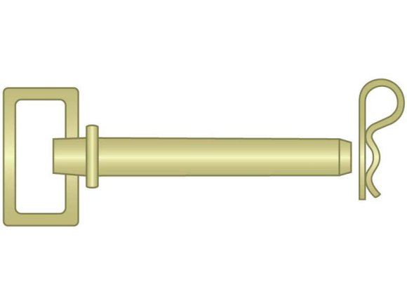 Hitch Pin Square Handle 1-3/8 x 8 C1035-1045 Zinc Yellow