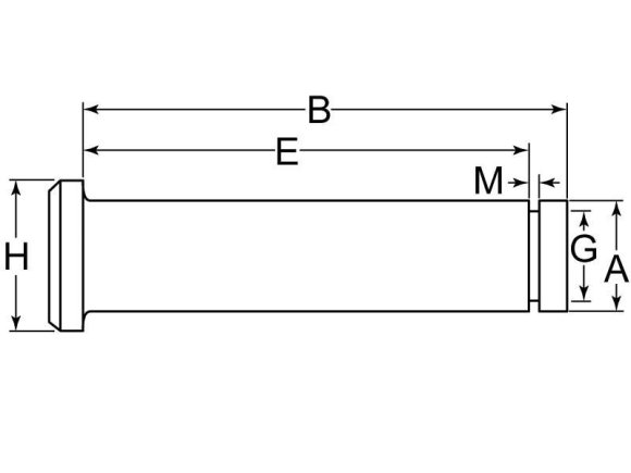 Clevis Pin Grooved M10 x 50 Carbon Steel Zinc Clear