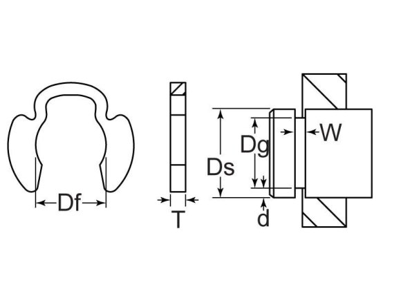 Poodle External Retaining Ring Clip 1 Spring Steel Phos