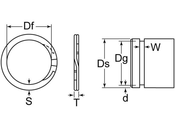 Spiral Retaining Ring External MD 2-1/2 Stainless Steel