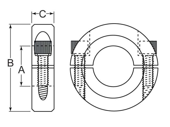 Double Split Collar 2-3/8 x 1-1/2 x 9/16 Steel Black Oxide