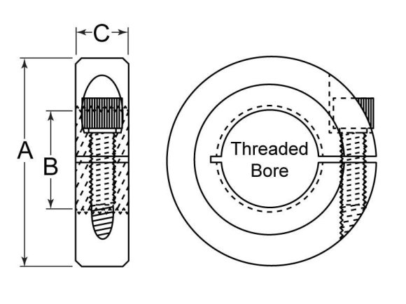 Threaded Split Collar 1-1/8 x 1/2 x 13/32 BO