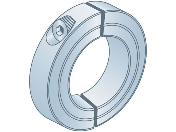 Double Split Collar 40 mm x 20 mm x 15 mm Steel Zinc Clear
