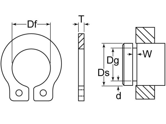 Grip Retaining Ring External 3/16 Copper