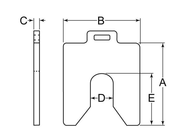 Slotted Shim SS Class A 2 x 2 Slot 5/8 Thk .100