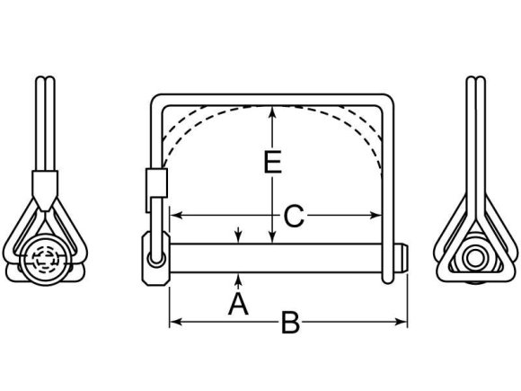 Snap Safety Pin Square Two Wire 1/4 x 2-1/2 300 SS PV