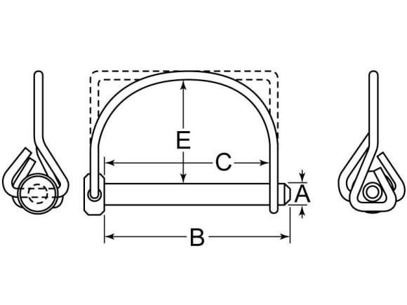 Snap Safety Pin Square One Wire 5/16 x 3-1/2 Steel ZC