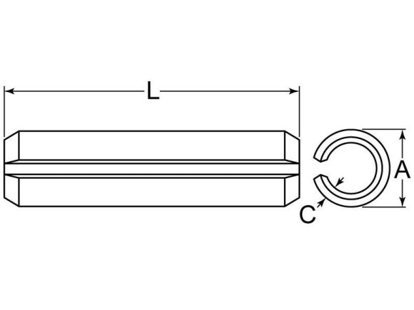 Slotted Spring Pin 3/8 x 3 Carbon Steel Zinc Clear
