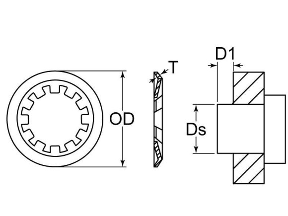 Push-On External Reinforced Retaining Ring 5/8" PH