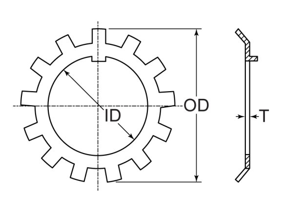 Bearing Lock Washer Std 1.921 x 1.193/1.213 x .046/.054 13 Tangs