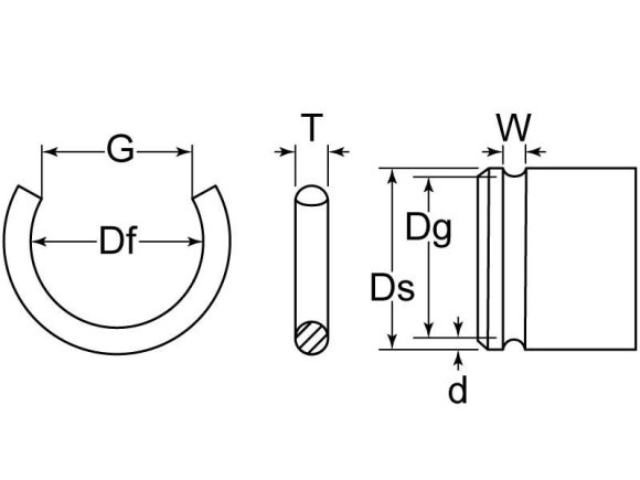 Round External Open Retaining Ring 3/8 HD Spring Steel Phos