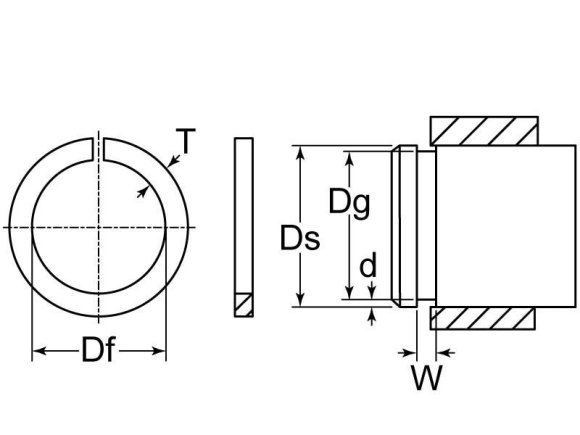 External Closed Square Retaining Ring 3/4 HD Spring Steel