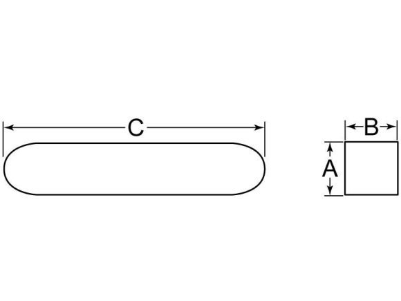 Machine Key 7/8 x 7/8 x 2 Form A SS300 PL UN