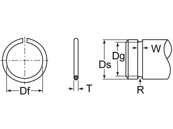 Round External Retaining Ring 1/8 Spring Steel Phos