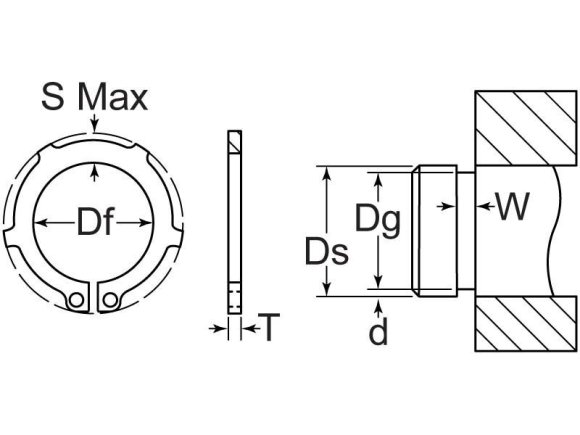 Snap Retaining Ring External with Prongs M60 Phos DIN 983