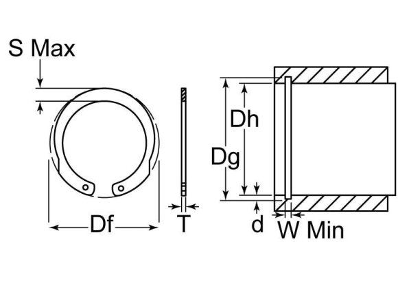 Housing Retaining Ring Inverted Internal M45 Spring Steel PH
