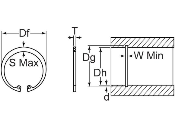 Housing Retaining Ring Internal HD M27 Spring Steel PH