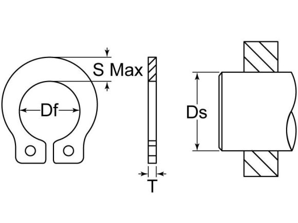Grip Retaining Ring External M17 Spring Steel Phos