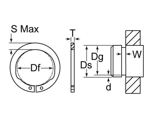Snap Retaining Ring Inverted External M22 Spring Steel Phos