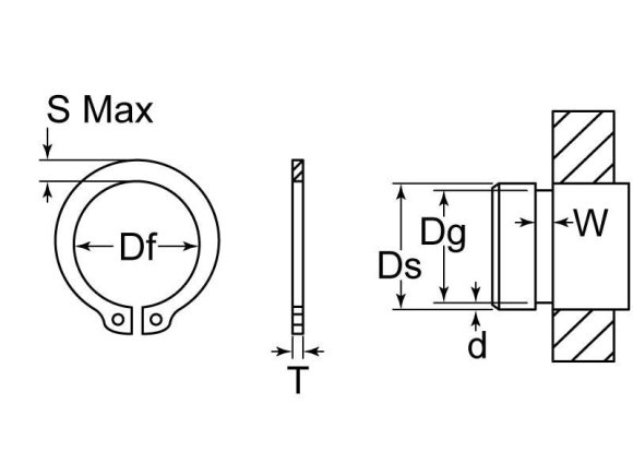 Snap Retaining Ring External Heavy Duty M25 Steel Phos