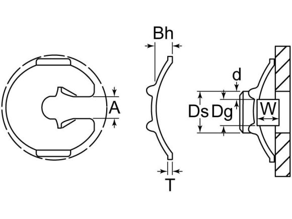 E-Clip Prong Locked Retaining Ring Clip 3/32 CS PH