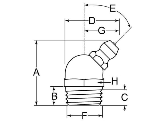 Grease Fitting Zerk R 1/4 German 45D Stainless Steel PV
