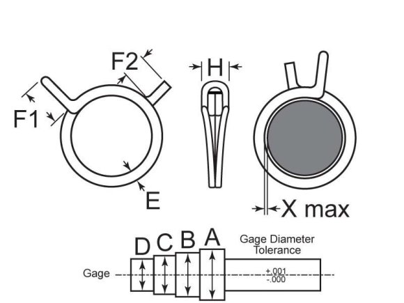 Rotor Clip Hose Clamp 3/8" Double Wire Zinc Clear