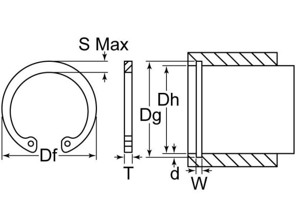 Housing Retaining Ring Internal 5 Spring Steel PH STK
