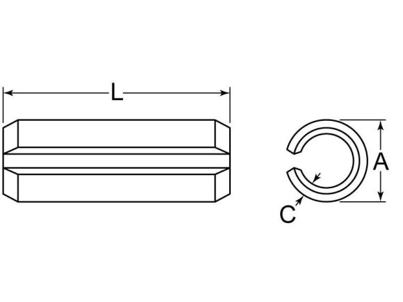 Slotted Spring Pin SD 3/16 x 1 Stainless Steel MS16562