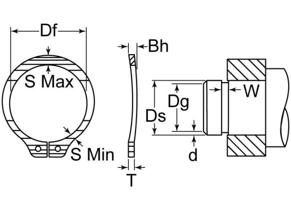 Snap Retaining Ring Bowed External 15/16 Spring Steel Phos