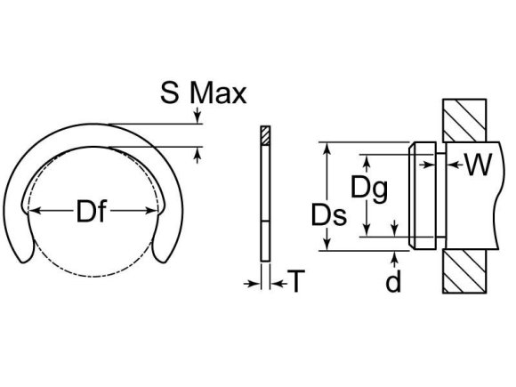 Crescent External Retaining Ring Clip 1/4 CS Phos 250 Pc Stk