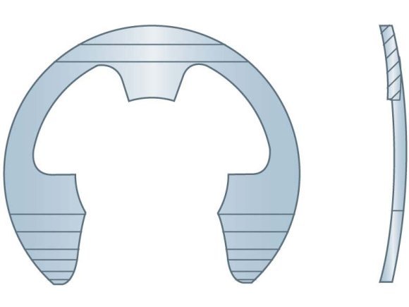 E-Clip Bowed External Retaining Ring Clip 1/8 CS ZC