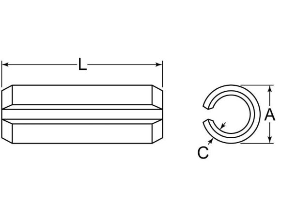 Slotted Spring Pin SD 1/8 x 9/16 Stainless Steel MS171527