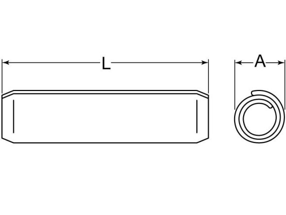 Coiled Spring Pin M8 x 28 SD Carbon Steel ZC ASME B18.8.3M