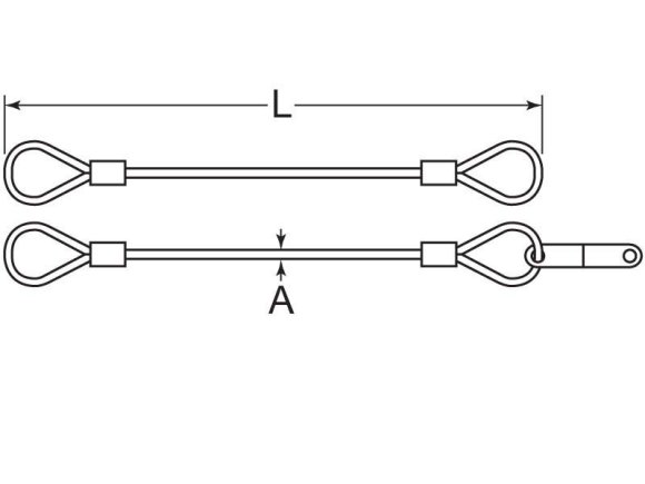 Tether Lanyard 3/64 x 6 Steel Vinyl Coated 2 Loop
