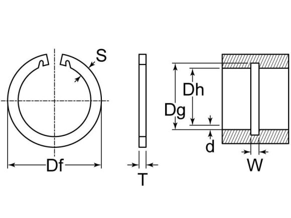 Notched Internal Retaining Ring 3-1/8" Spring Steel Phos