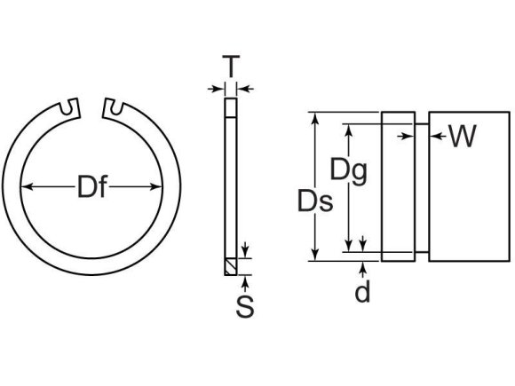 Notched External Retaining Ring 2-1/16 Spring Steel
