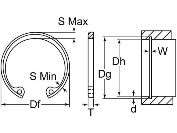 Housing Retaining Ring Beveled Internal 4 Spring Steel ZY