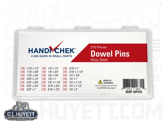 Dowel Pin Assortment Alloy Steel 210 Piece