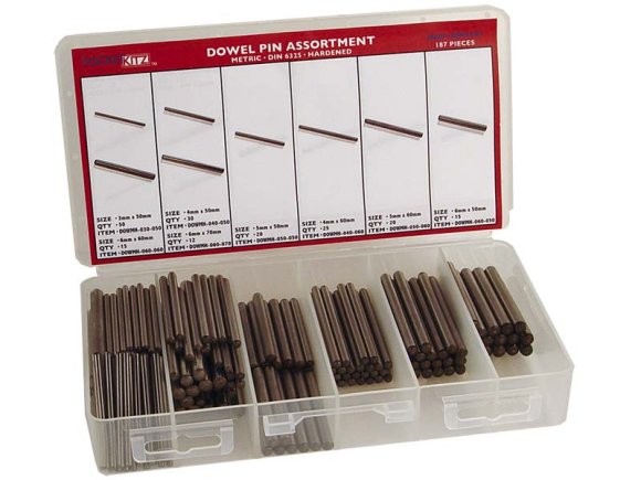 Dowel Pin Assortment Alloy Steel Plain Metric 187 Piece