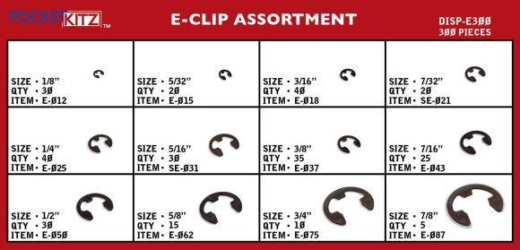 Retaining Ring E Clip Assort 300pc