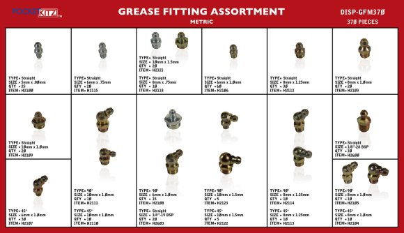 Grease Fitting Metric BSP Assortment 370pc