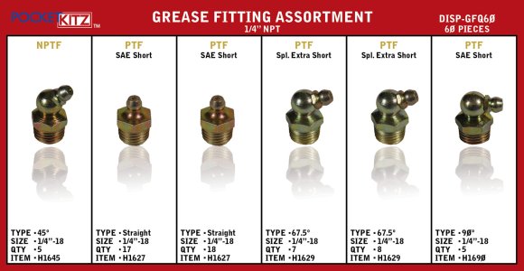 Grease Fitting 1/4 NPT Assortment 60pcs